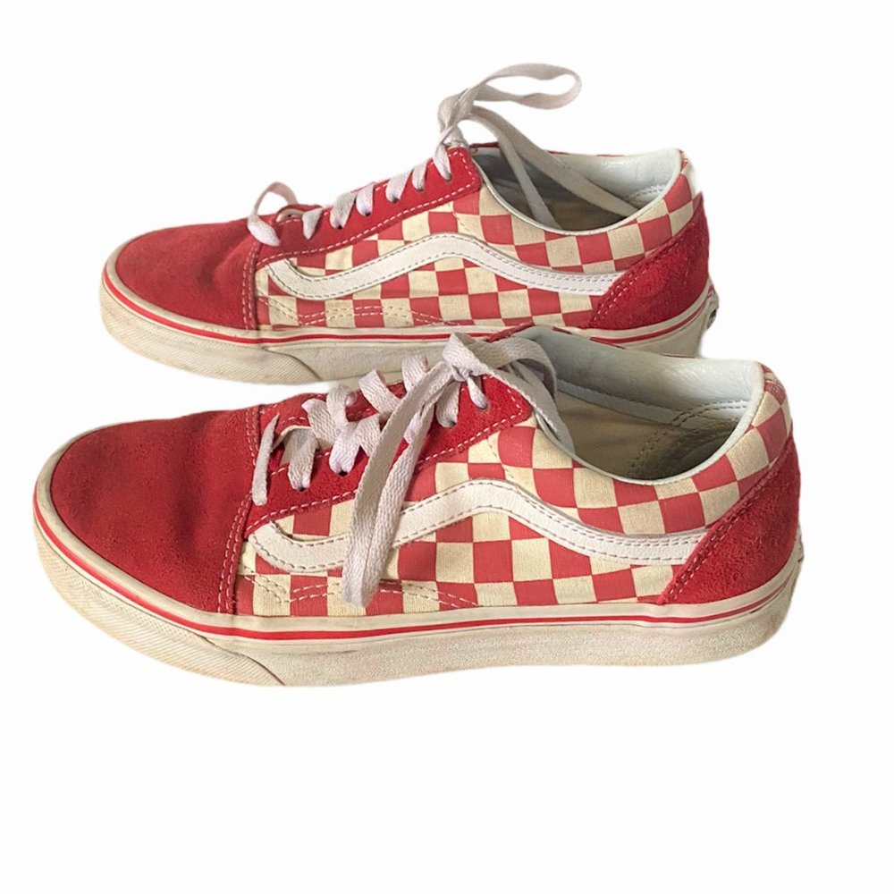 Vans Ward Checkerboard Red White Skateboard Shoes - Gem